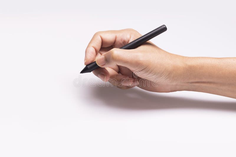 Artist Hand Holding Stylus on White Surface Stock Photo - Image of ...