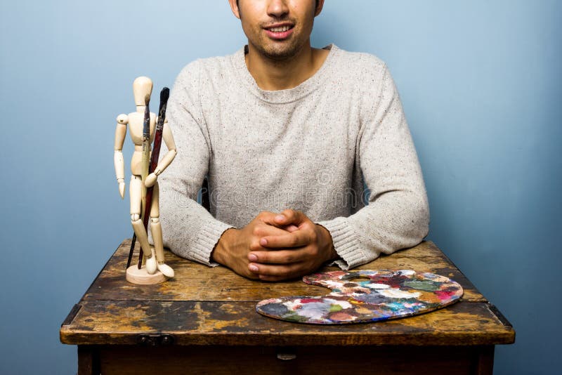 Artist and His Dummy and Paintbrushes Stock Photo - Image of chic ...