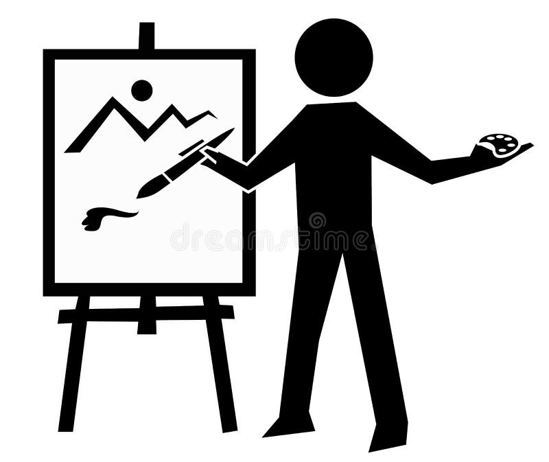 Artist Icon, Simple Drawing Man, Vector Stock Vector - Illustration of ...