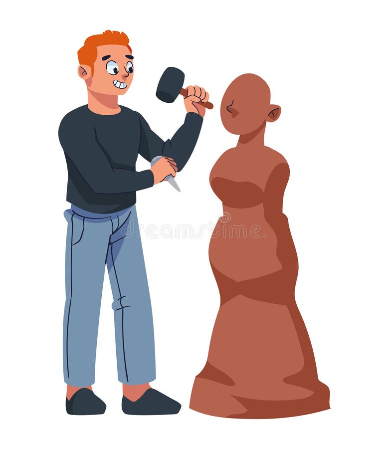 Artist male sculptor stock vector. Illustration of hobby - 308017944