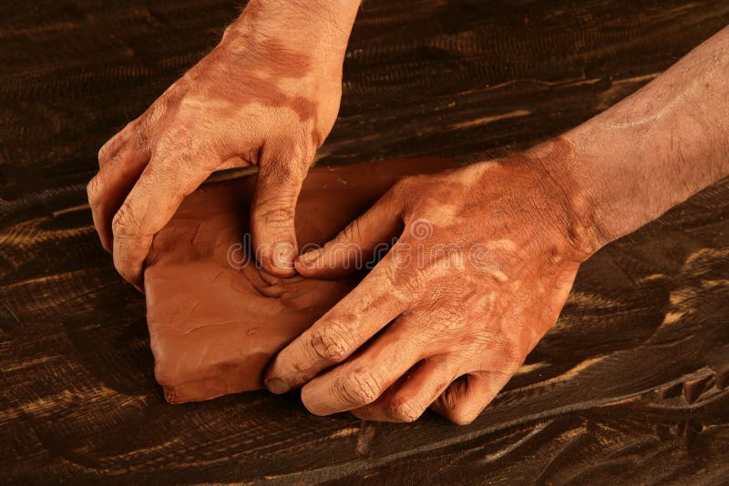 Artist Man Hands Working Red Clay for Handcraft Stock Image - Image of ceramic, sculpture: 14055331
