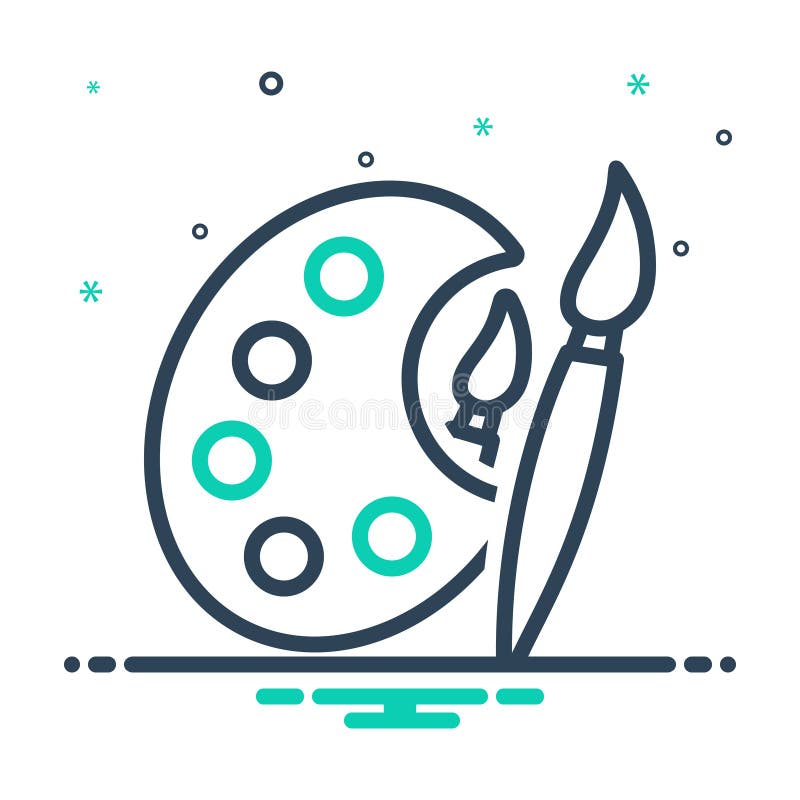 Mix Icon for Artist Paint Palette, Brush and Palette Stock Vector ...