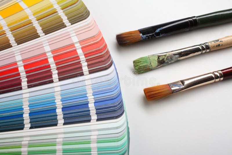 Artist Paintbrushes With Color Samples Stock Photo - Image of catalog ...