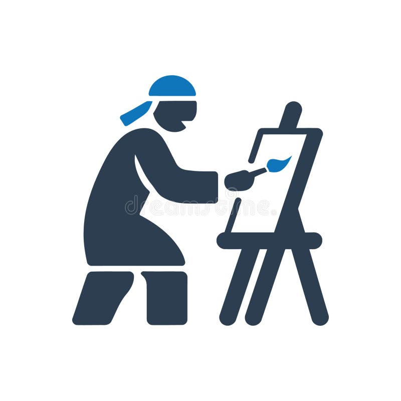 Artist Painting Icon stock illustration. Illustration of easel - 373775264