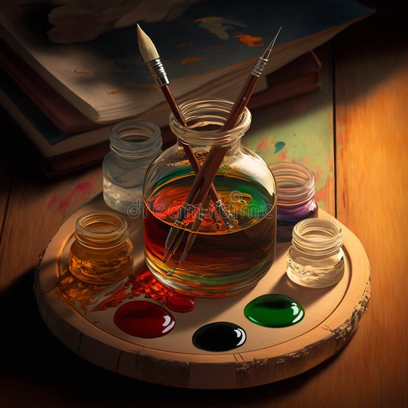 Artist Painting Supplies Still Life Illustration. Stock Illustration ...
