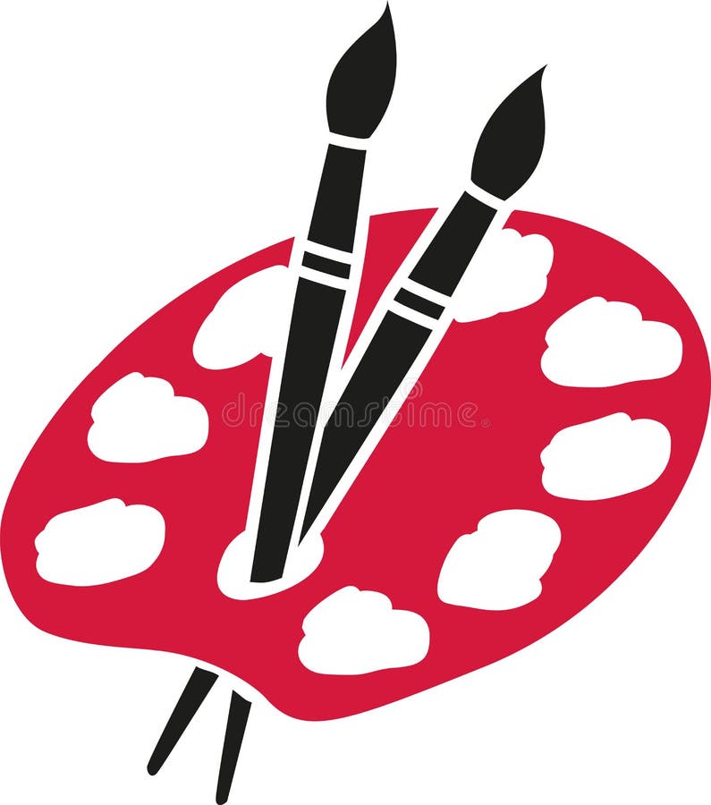 Artist Palette Two Brushes Stock Illustrations – 300 Artist Palette Two ...