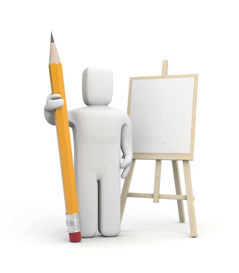 Artist with pencil stock illustration. Illustration of exhibition ...