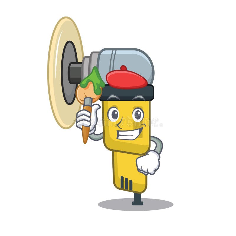 Artist Pneumatic Sander in the Mascot Shape Stock Vector - Illustration ...