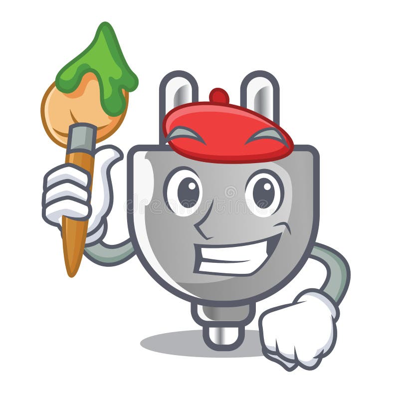 Artist Power Plug Stuck the Cartoon Wall Stock Vector - Illustration of ...