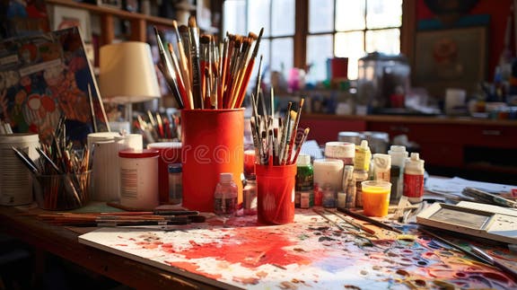 Artist red sharpie stock illustration. Illustration of paintbrushes ...