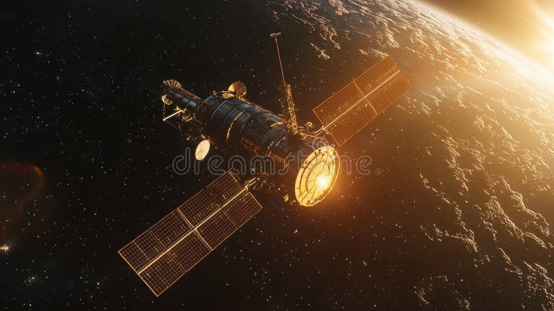 Artist Rendering of a Space Station Orbiting the Earth in the Backdrop ...