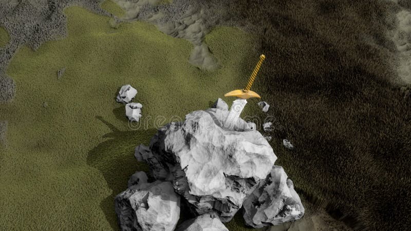 Artist Rendering Stone Sword Stock Footage - Video of king, legend ...