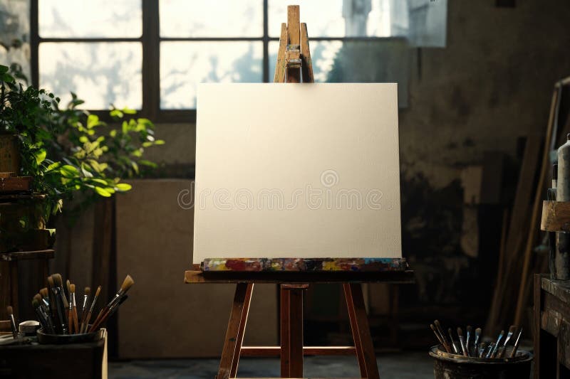An Artist S Easel with a Blank Canvas in Front of a Window, Ideal for ...