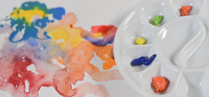 Artist S Hand Applying Paint Gouache Stock Photo - Image of hand, color ...