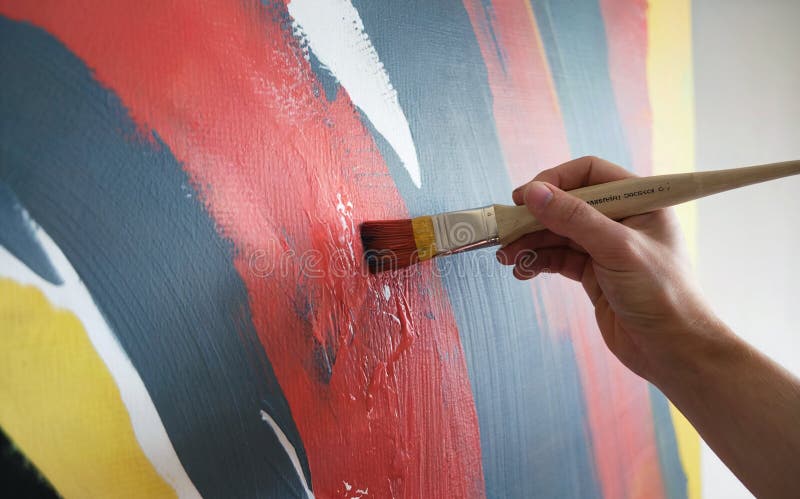 Artist S Hand Applying Paint To Canvas Stock Illustration ...