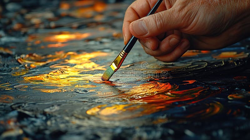 Artist S Hand Applying Paint To a Textured Canvas Stock Illustration ...