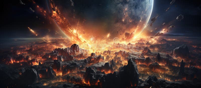 An Artist S Impression of an Asteroid Hitting the Earth Stock Photo ...