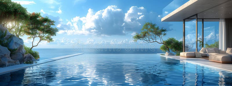 An Artist S Impression of an Infinity Pool Overlooking the Ocean Stock ...