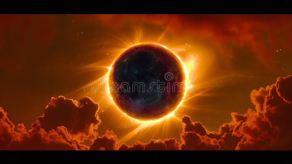 An Artist S Impression of a Solar Eclipse in the Sky Stock Photo ...