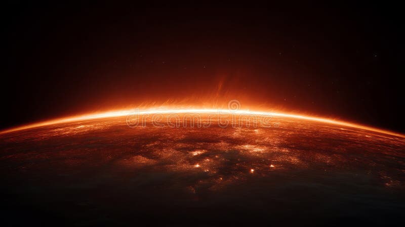 An Artist S Impression of the Sun Rising Over the Earth Stock Image ...