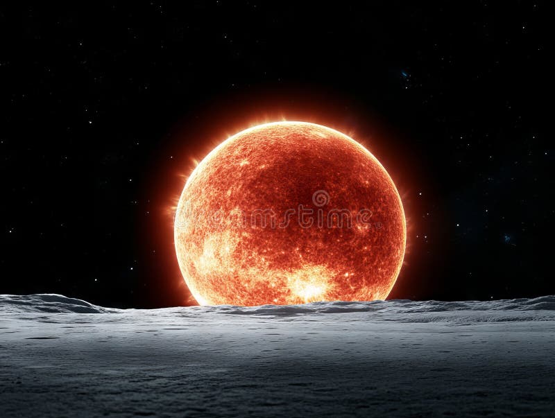An Artist S Impression of the Sun Rising Over the Moon Stock Image ...