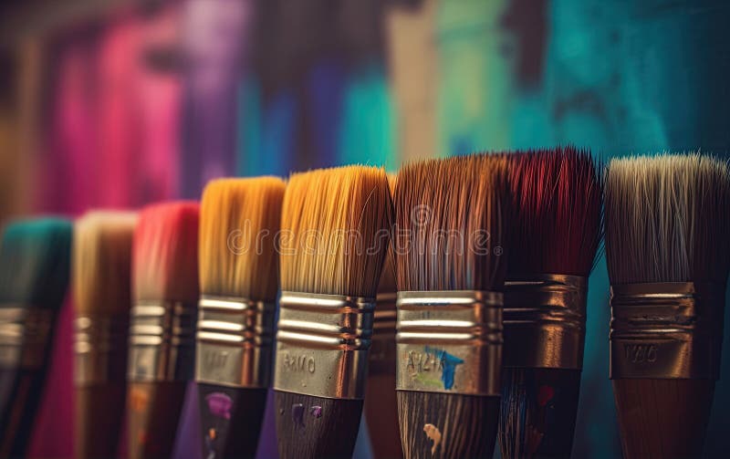 Artist S Paint Brushes. Generative Ai Illustration Stock Illustration - Illustration of tool ...