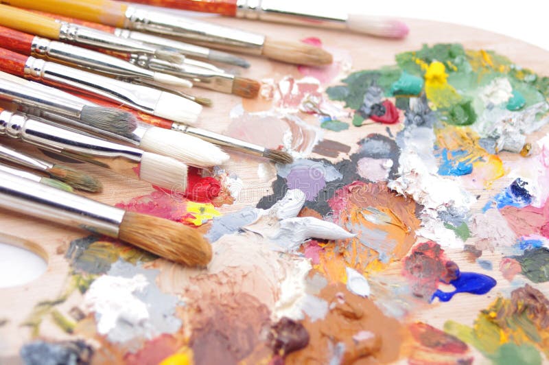 Artist S Palette with Multiple Colors Stock Photo - Image of close ...