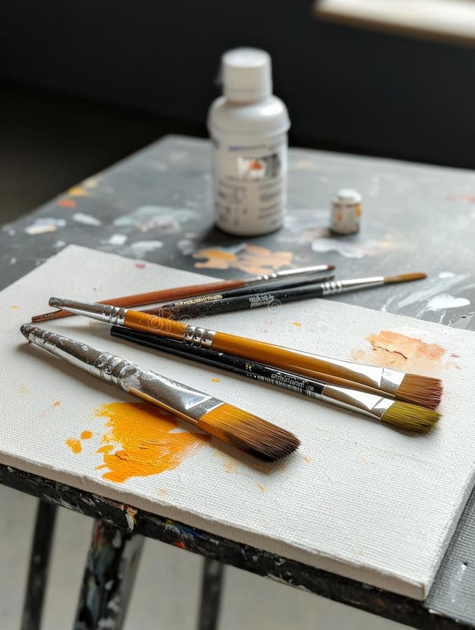 Artists Palette with Paintbrushes Creative Process Artistic Tools Paint ...