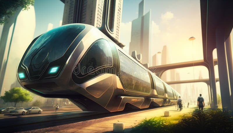 An Artist& X27;s Rendering of Futuristic Train. Generative AI Stock ...