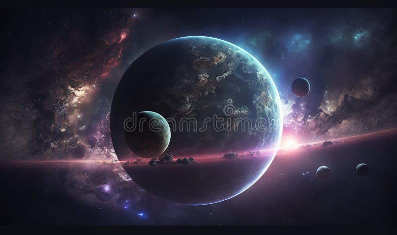 An Artist S Rendering of Planets in the Outer Space Stock Illustration ...