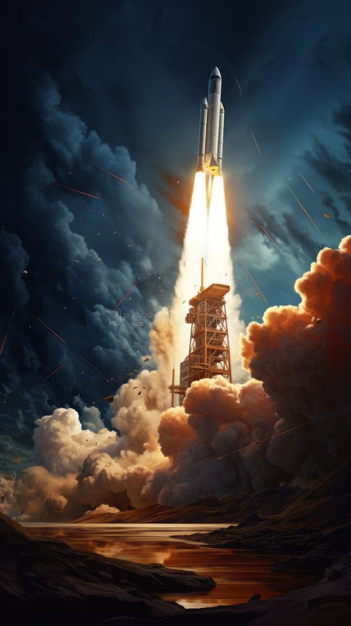 An Artist S Rendering of a Rocket Taking Off. Generative Ai Stock Photo ...