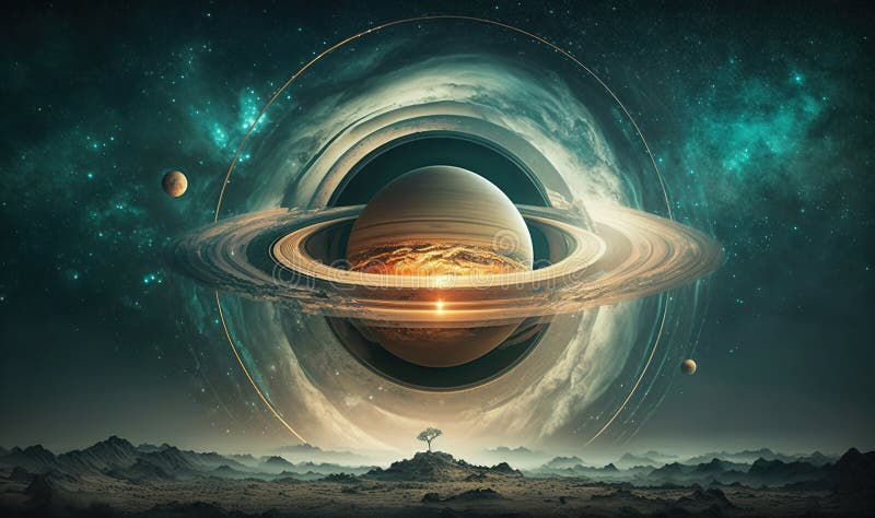 An Artist S Rendering of a Solar System with a Ring Around it Stock ...