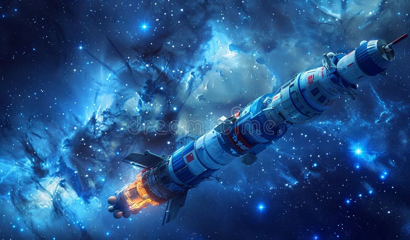 Artist S Rendering of a Space Rocket in Outer Space Stock Illustration ...