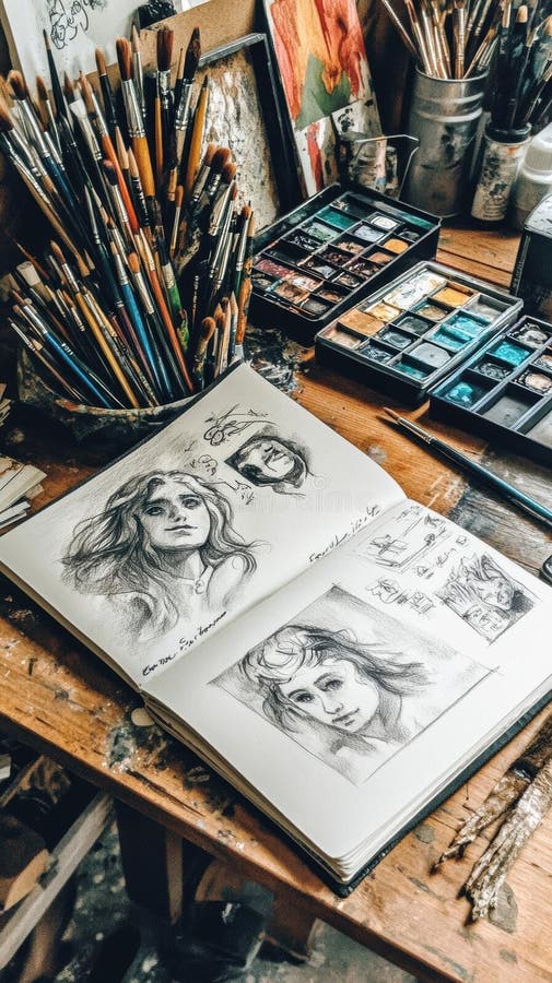 Artist S Sketchbook, a Glimpse into the Creative Process Stock Image ...