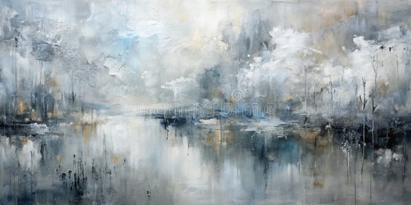 Artist S View Grey Landscape - Acrylic on Canvas, Abstract Reflection ...
