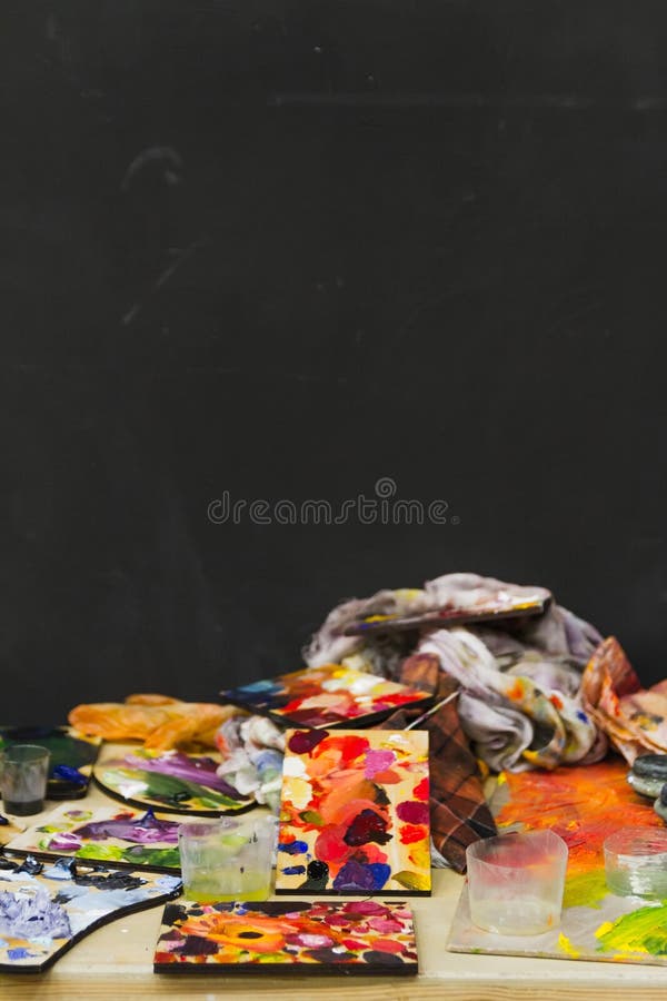 The Artist`s Workplace in the Studio Stock Photo - Image of creativity ...