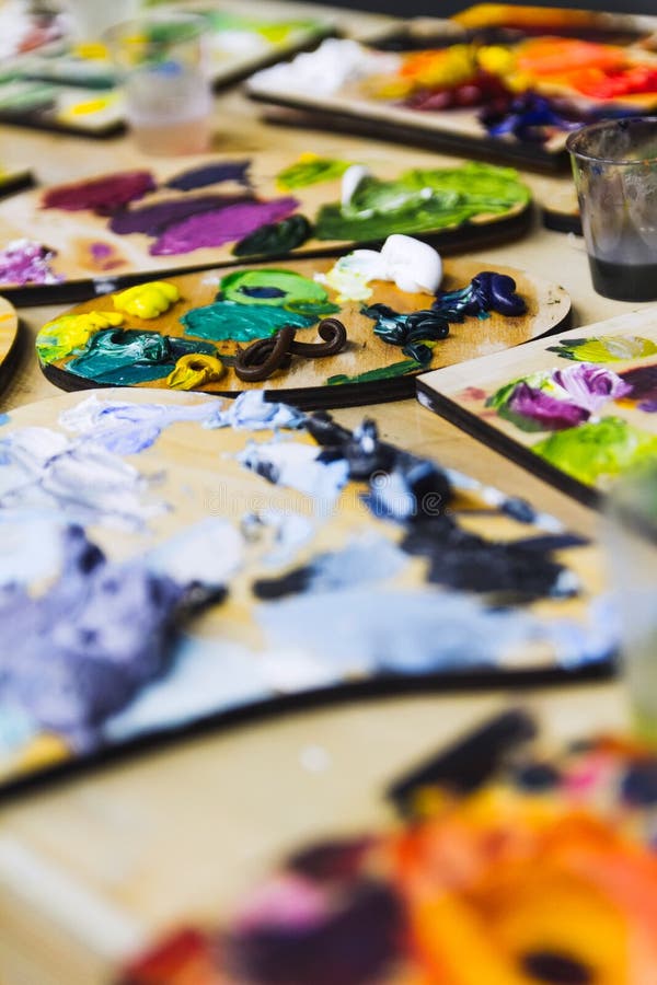 The Artist`s Workplace in the Studio Stock Photo - Image of materials ...