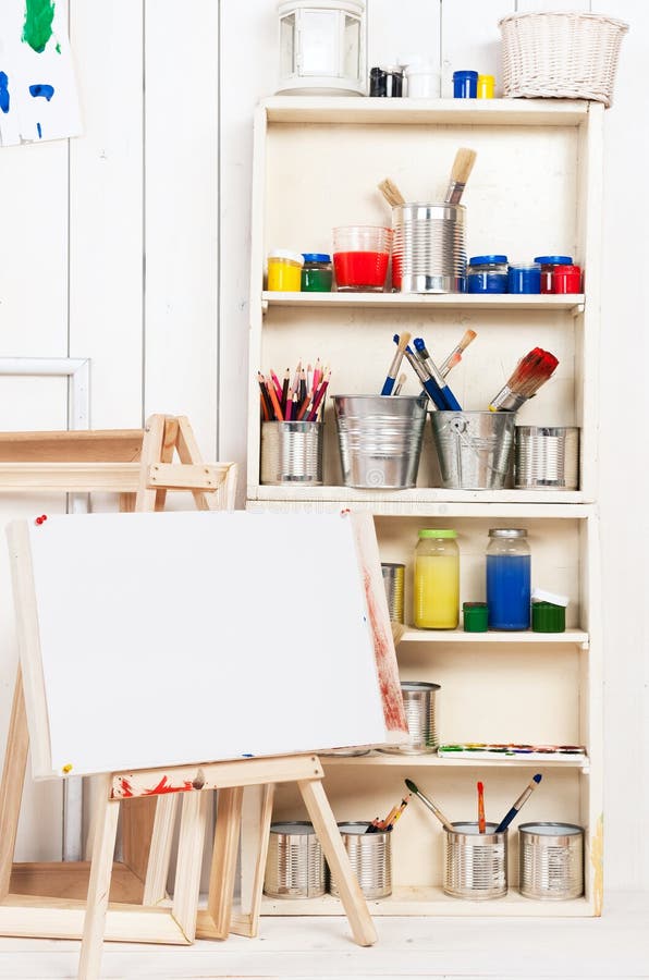 Artist s workshop stock image. Image of frame, brush - 30662283