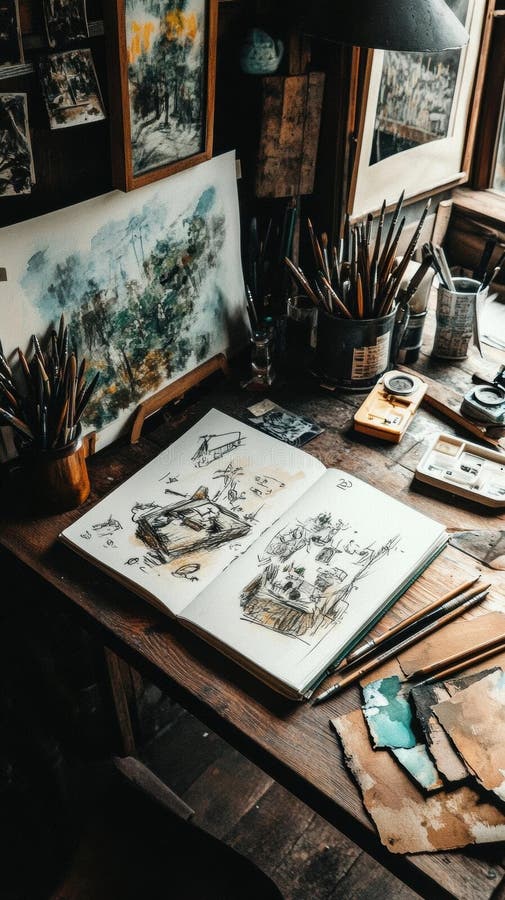 Artist S Workspace, a Glimpse into the Creative Process Stock Photo ...