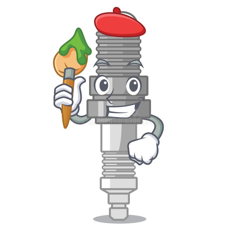 Artist Spark Plug in the Character Shape Stock Vector - Illustration of ...