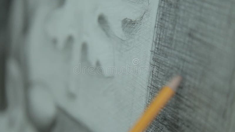 The Artist Strokes with a Simple Pencil. Pencil Drawing Stock Footage ...