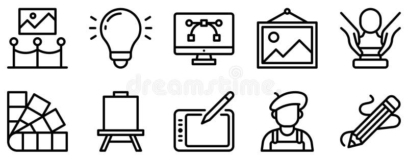 Artist Studio Icon Set Creative Line Style Collection for Artistic ...