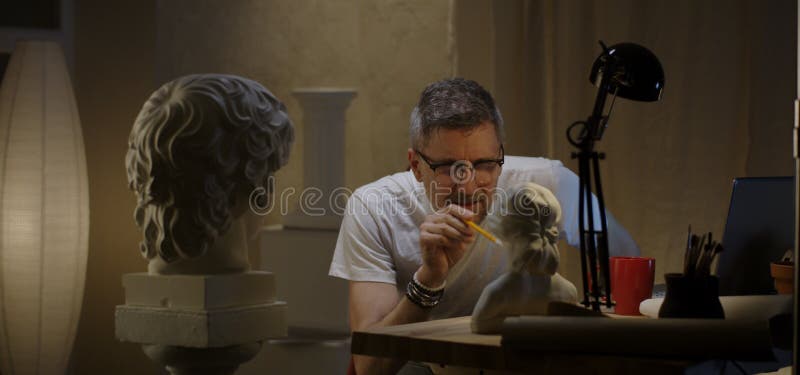 Artist Talking To Sculpture Stock Photo - Image of male, artisan: 170532048