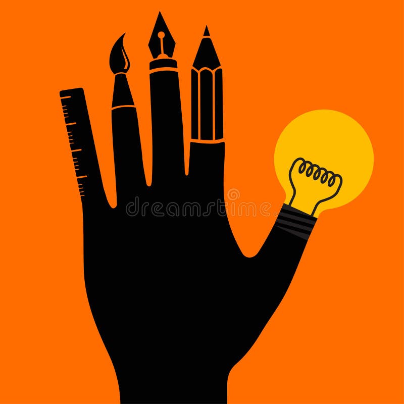 Artist tool hand stock vector. Illustration of yellow - 50977147