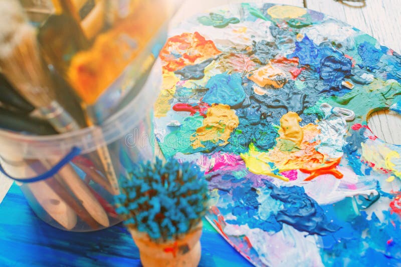 Artist Tools. stock photo. Image of brushes, colors, design - 86513186