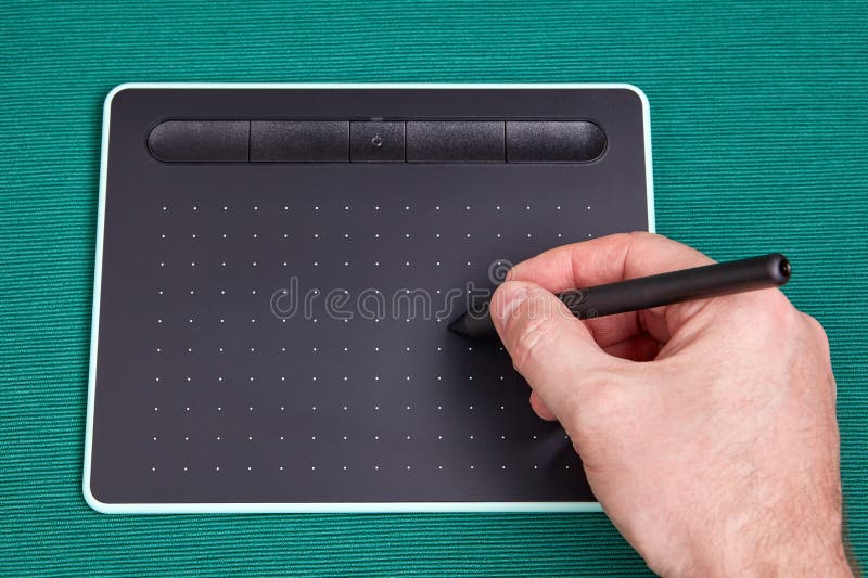 The Artist Uses a Graphics Tablet for Drawing Stock Photo - Image of ...