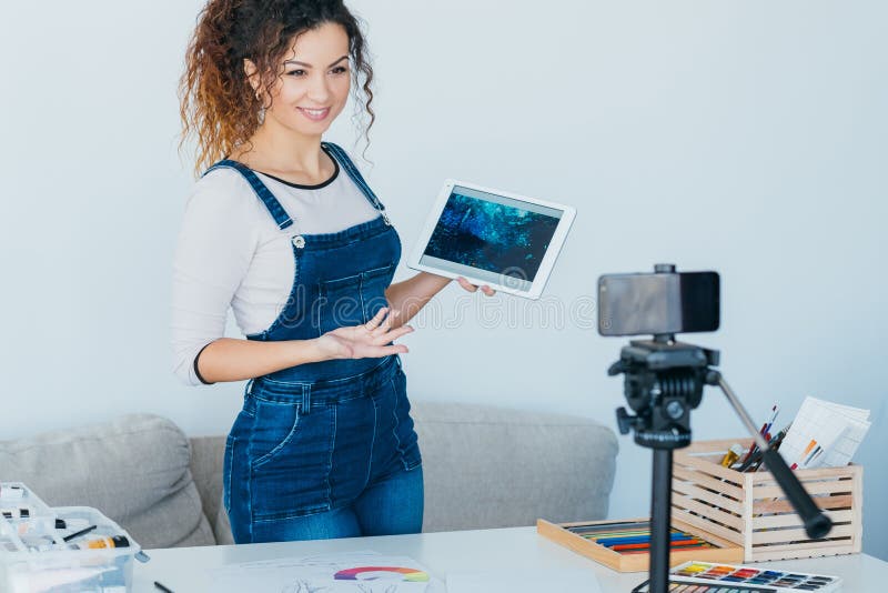 Creative Lady-photographer Takes Images Stock Image - Image of creative ...