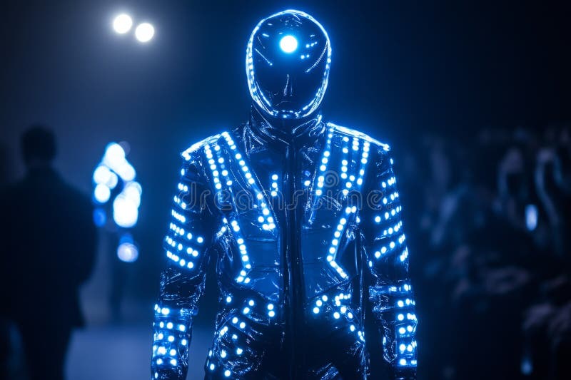 Artist Wearing Glowing Costume Walking on Stage during Night ...