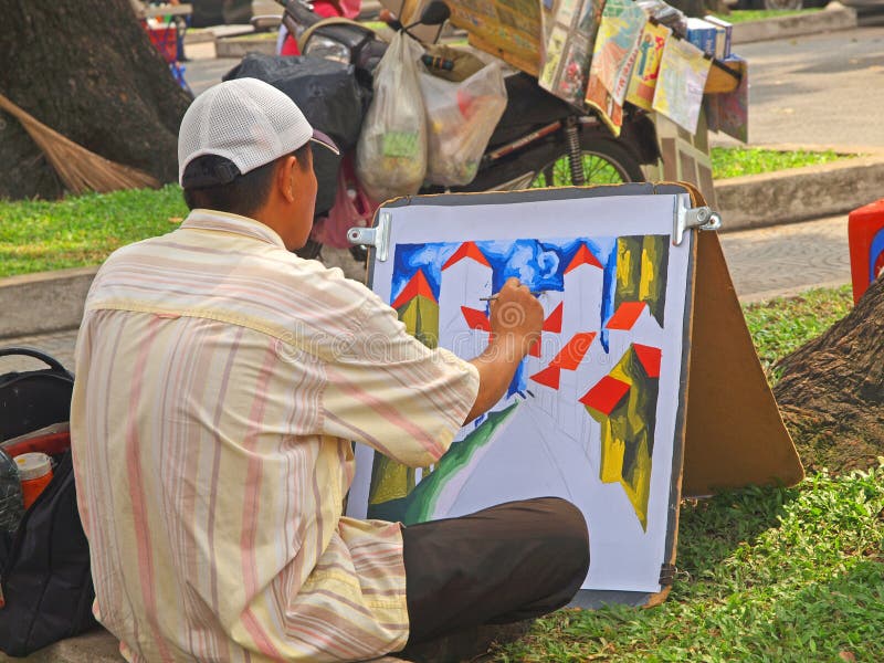 Artist at work editorial image. Image of colorful, painting - 18013565