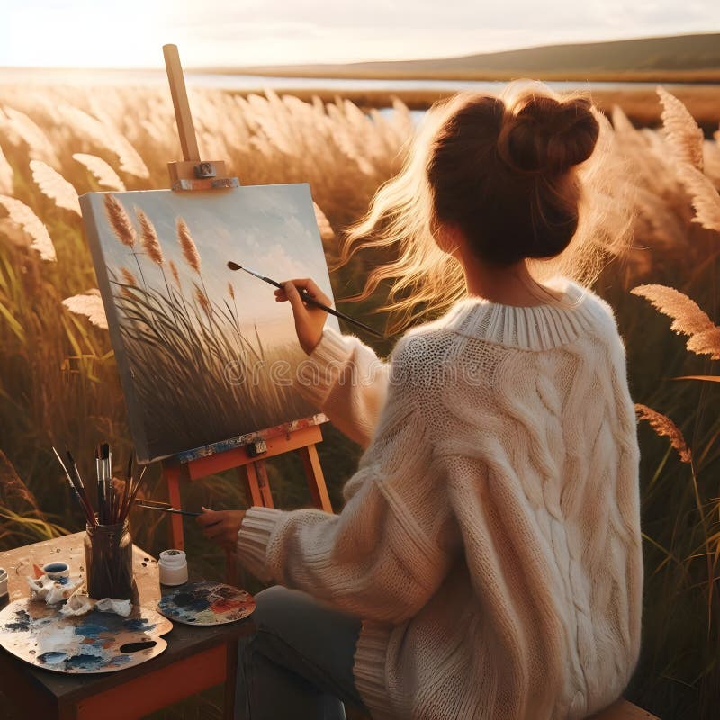 An artist at work stock illustration. Illustration of clothing - 377291157